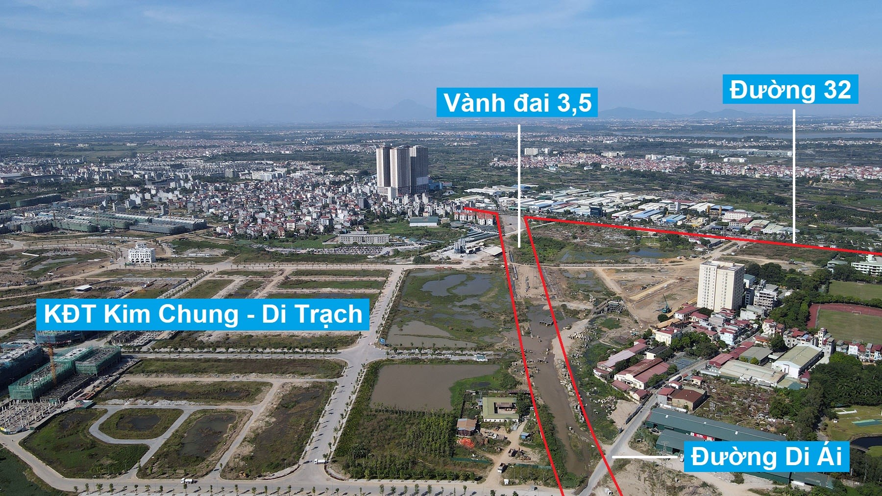 Những tuyến đường đang và sẽ mở qua khu đô thị Kim Chung - Di Trạch