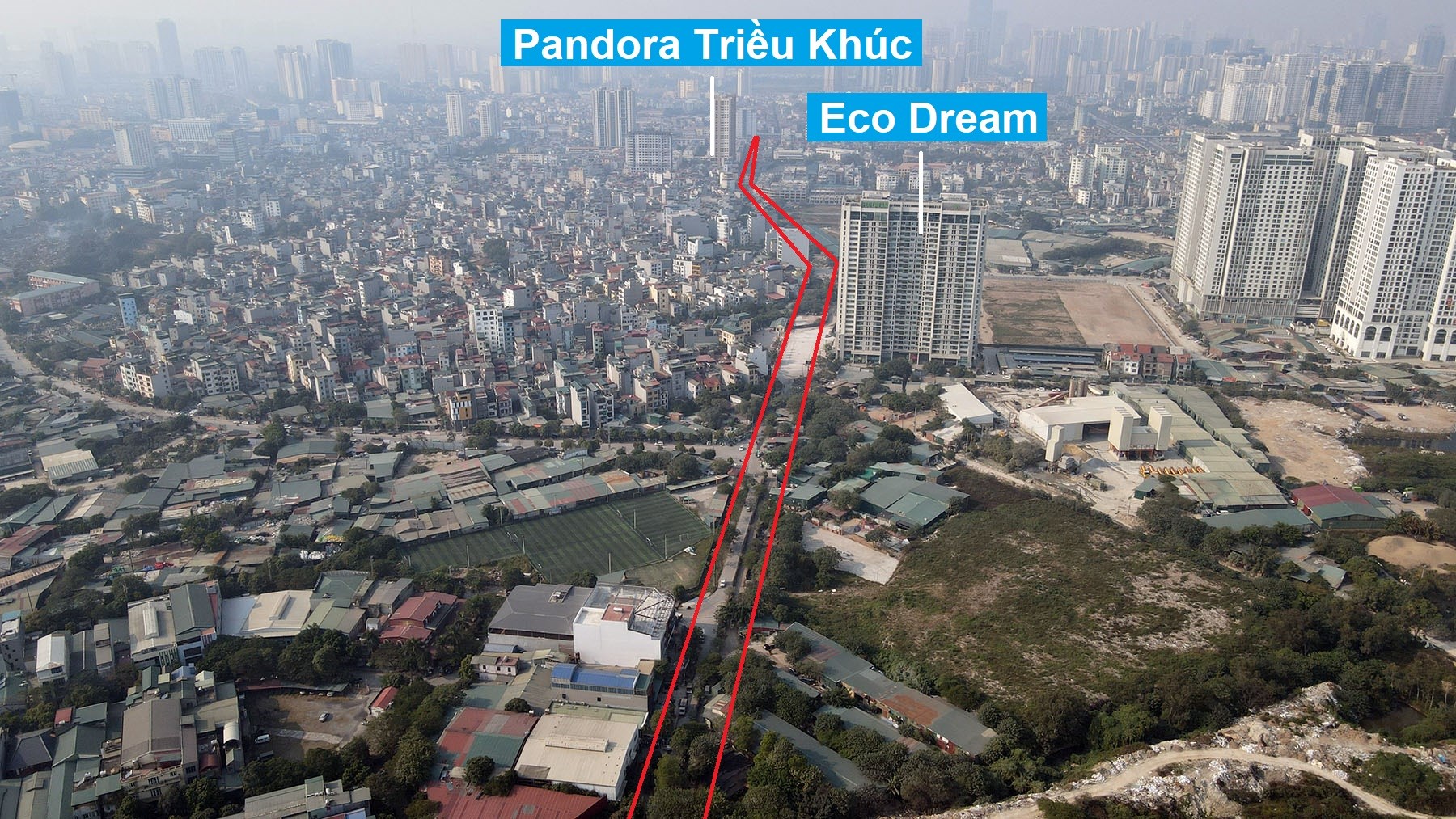 Những tuyến đường đang và sẽ mở qua khu nhà ở Pandora Triều Khúc