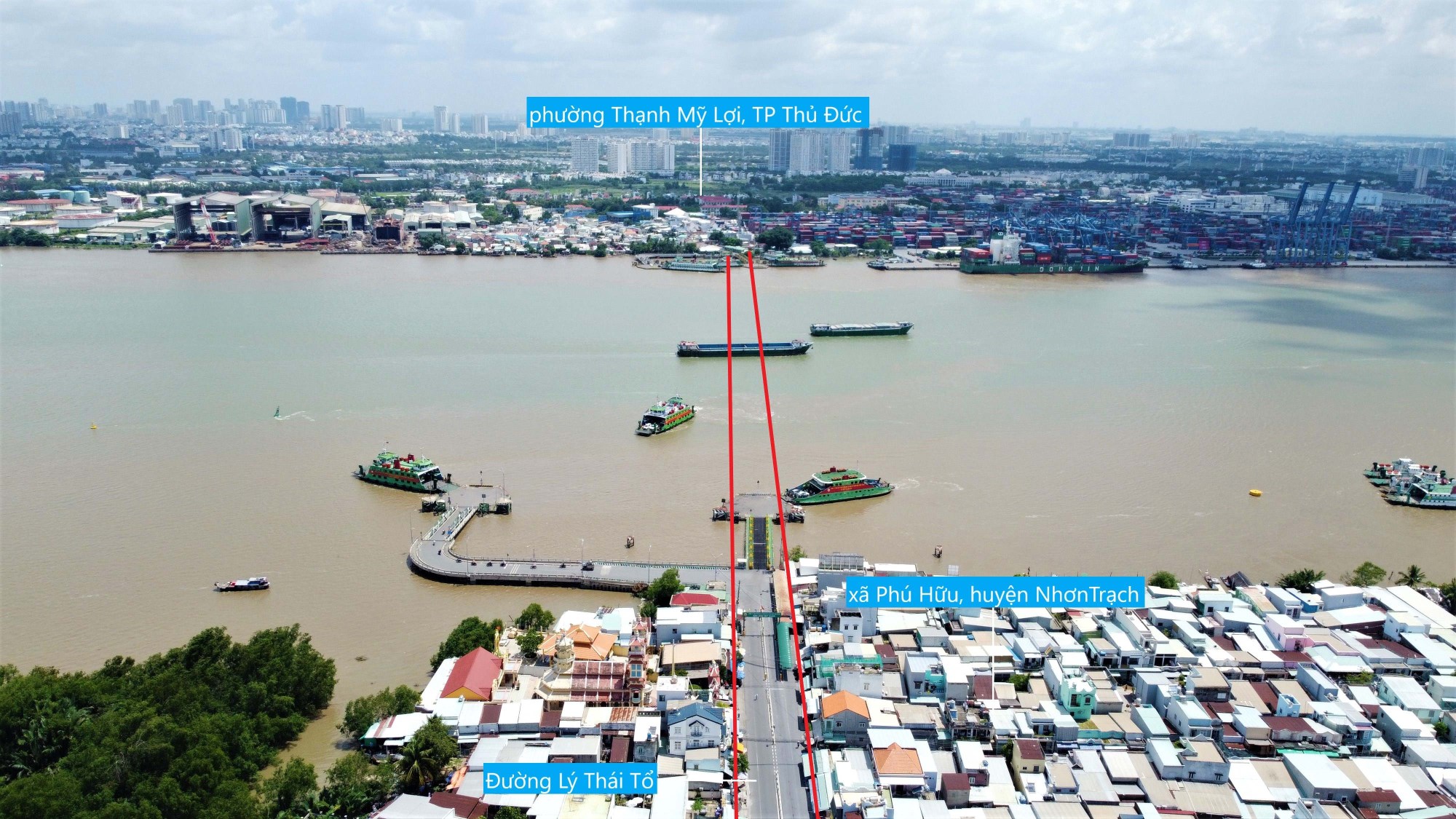 Toàn cảnh khu vực quy hoạch xây cầu Cát Lái 6 làn xe nối TP HCM - Đồng Nai