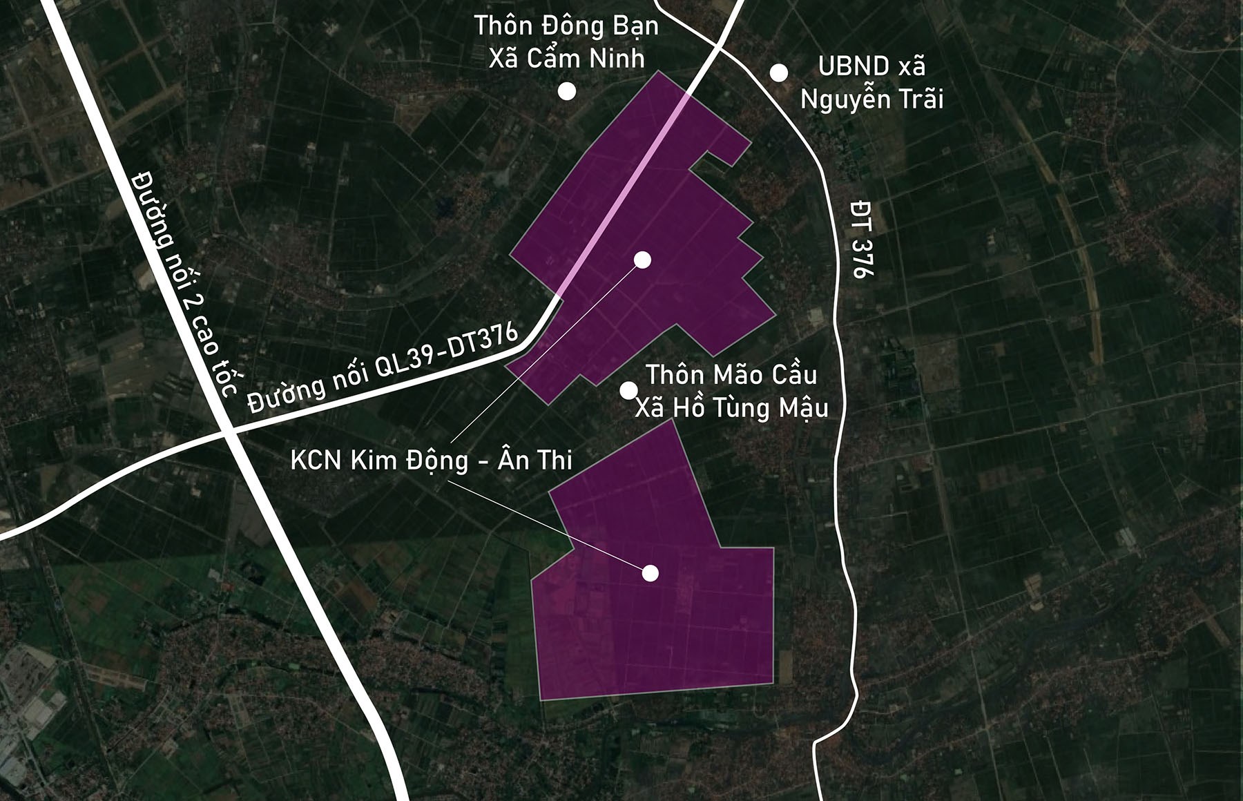 Cận cảnh vị trí quy hoạch KCN Kim Động - Ân Thi rộng 400 ha ở Hưng yên